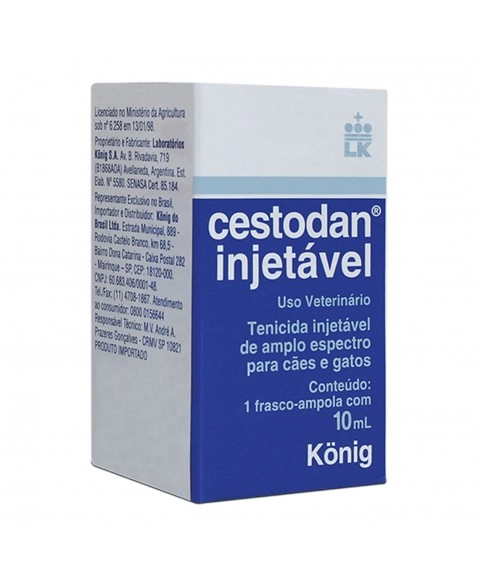 Cestodan Injetável Tenicida Cães e Gatos 10ml Konig | VETSHOP