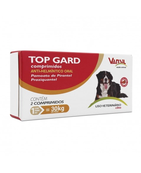 Top Gard Vermífugo Cães 30kg 2 Comprimidos Vansil | VETSHOP